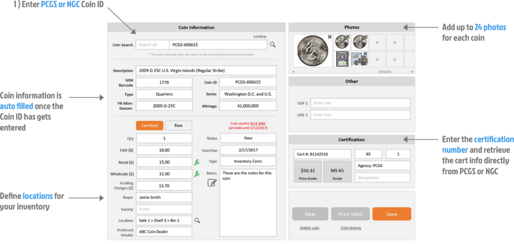 Nimcoins – Numismatics Inventory Manager | Coin Software for Coin Dealers